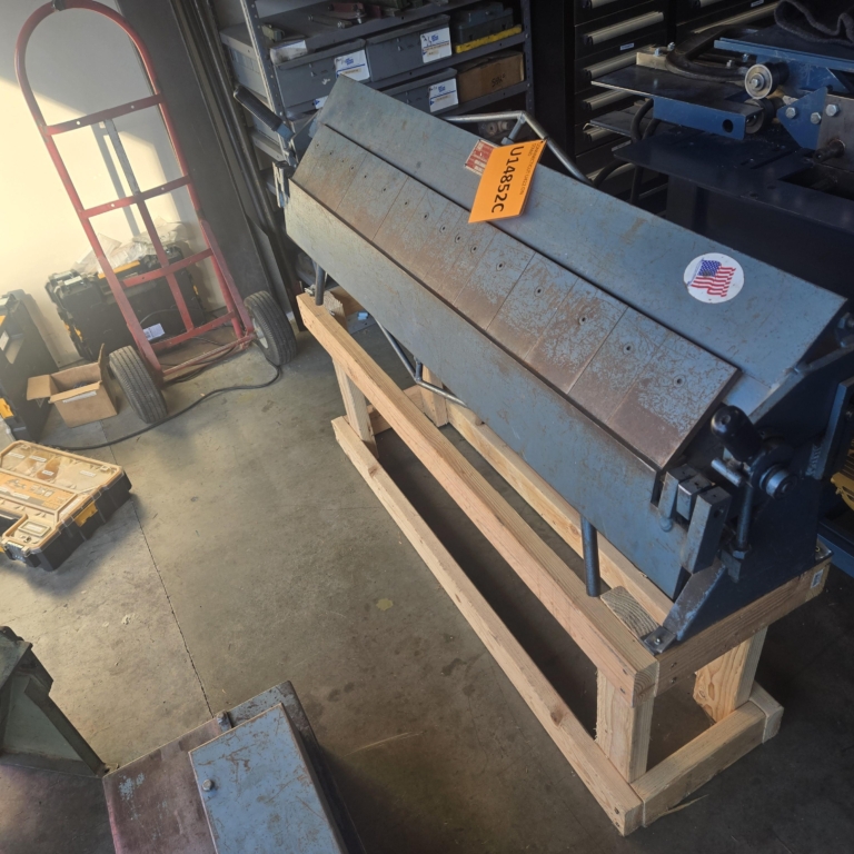 U14852C Used Connecticut U422 4 ft 22 gauge finger brake on wood stand ...